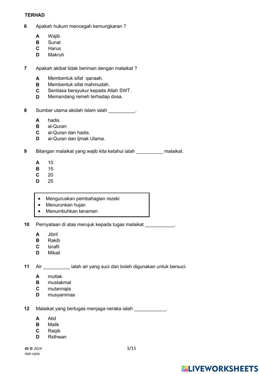 Mcq t2 worksheet | Live Worksheets