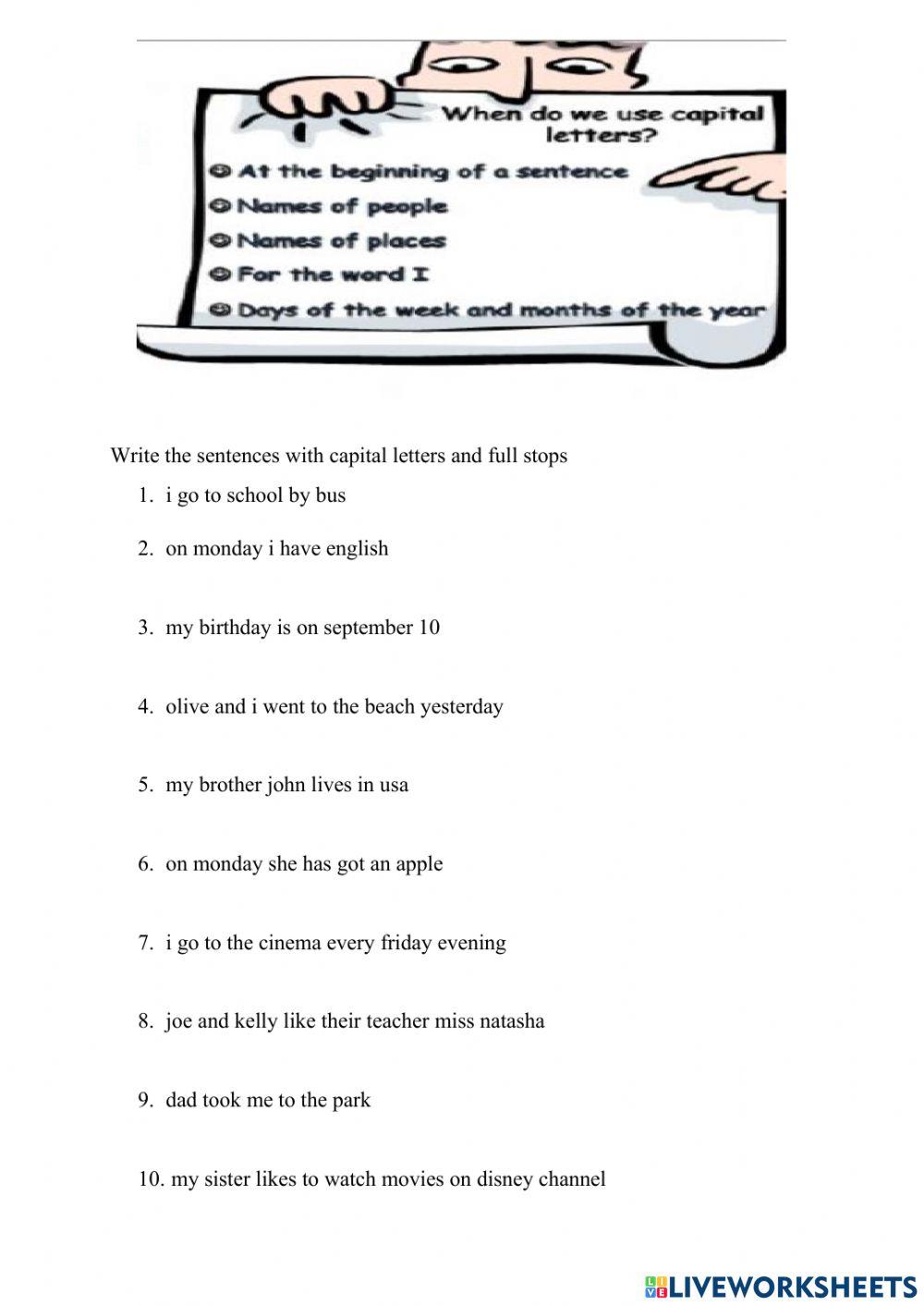 Capital letter interactive activity | Live Worksheets