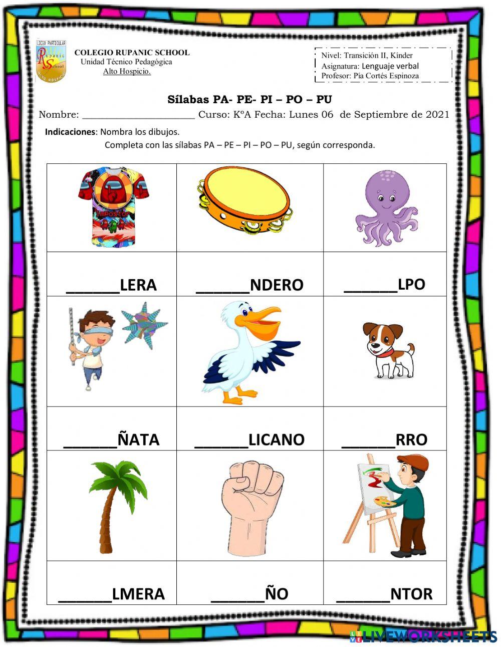 Sìlabas pa- pe … | Free Interactive Worksheets | 1356683