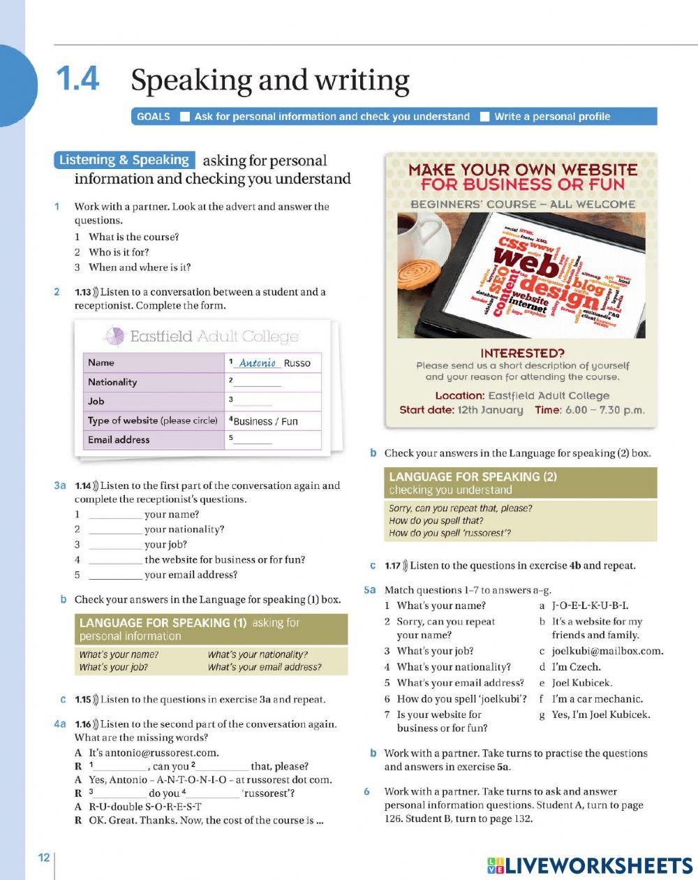 NAVI A2 1.4 online exercise for | Live Worksheets