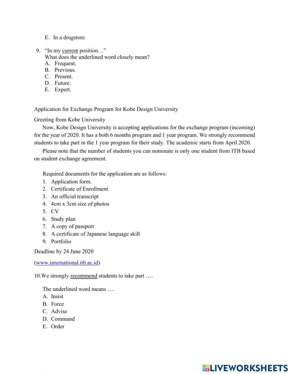 1356963 | Daily Exam about Application Letter