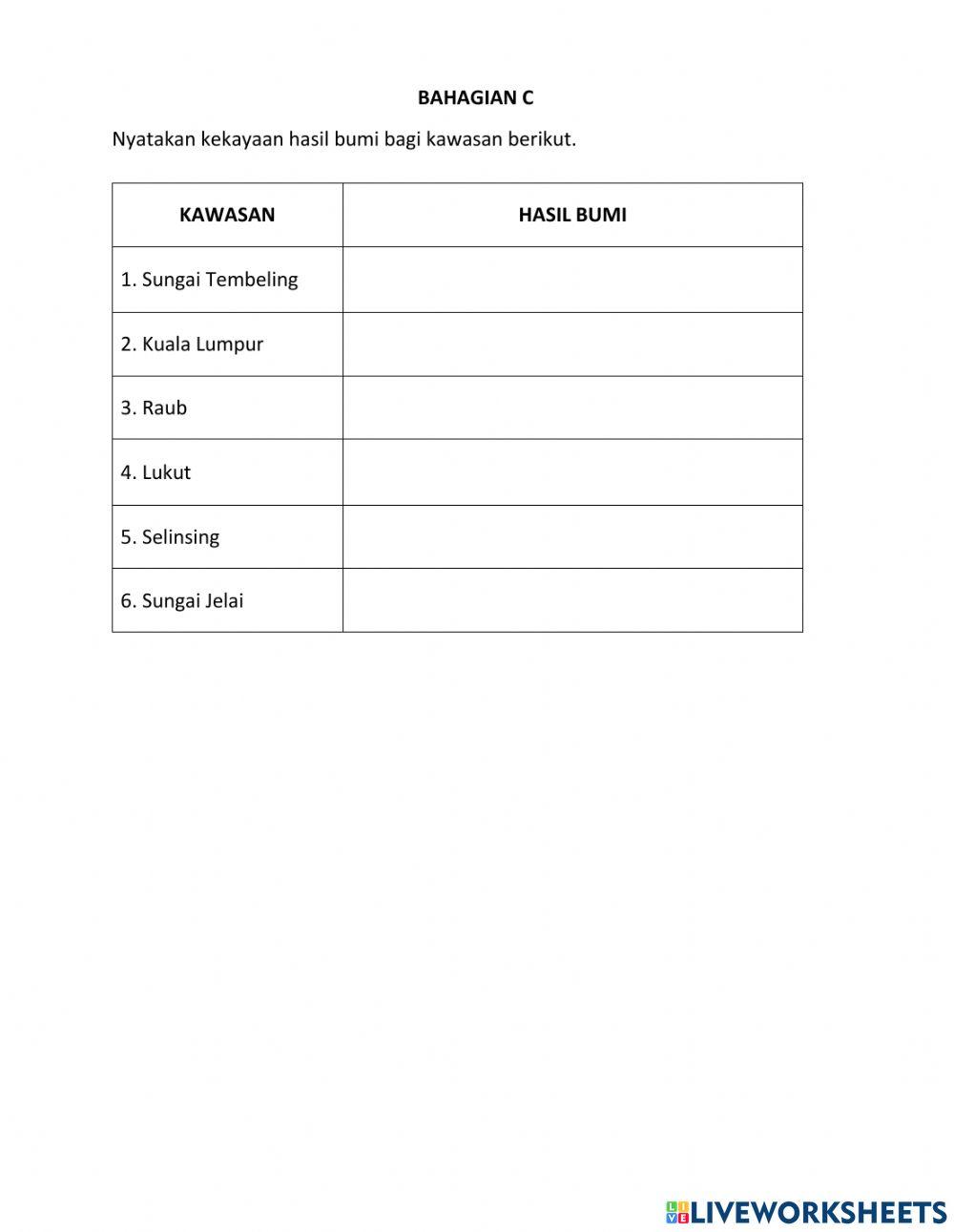Peperiksaan Ting 3 worksheet | Live Worksheets