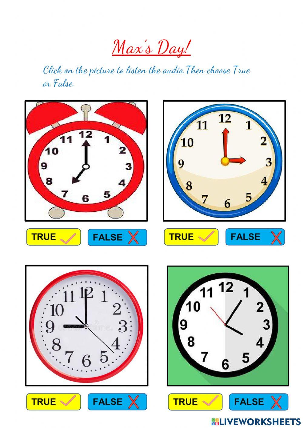 Max's day worksheet | Live Worksheets