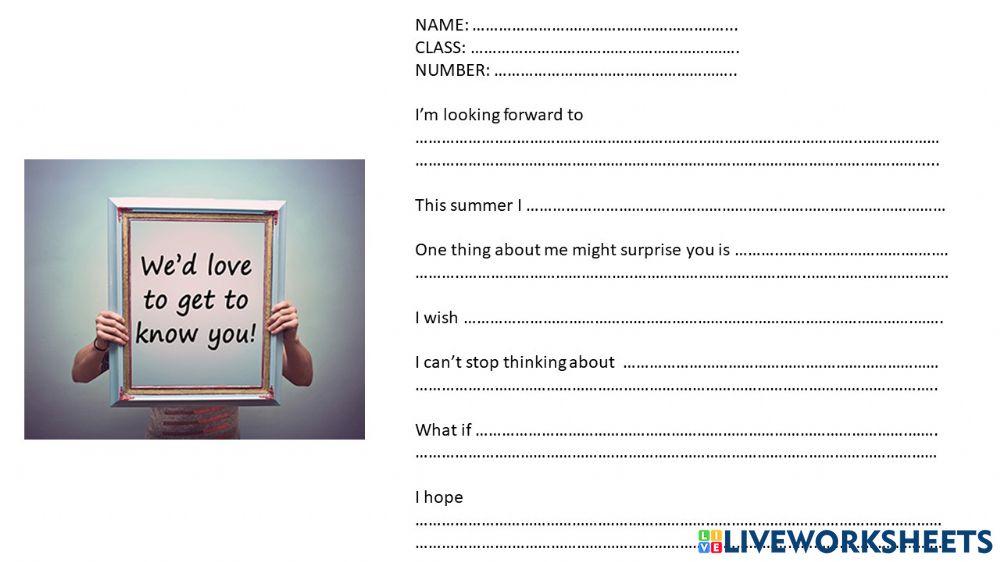 Get to know u online exercise for | Live Worksheets