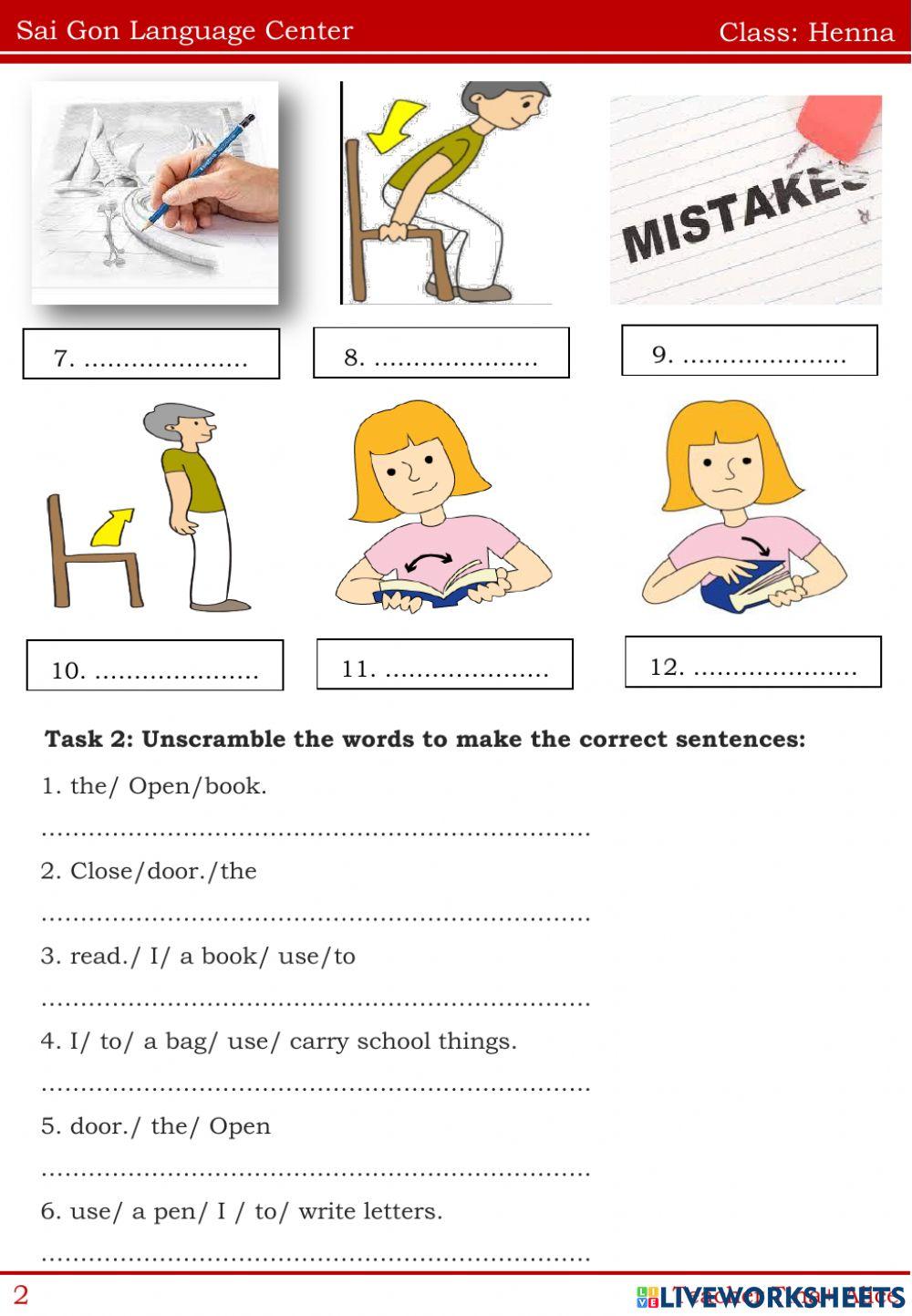 School things online exercise for Grade 1-2 | Live Worksheets
