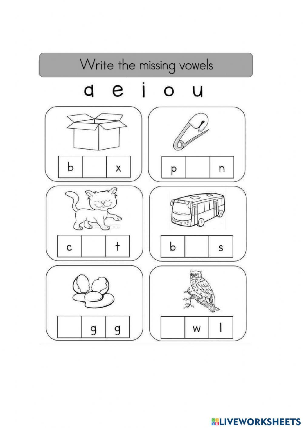 Vowels activity for preschool | Live Worksheets