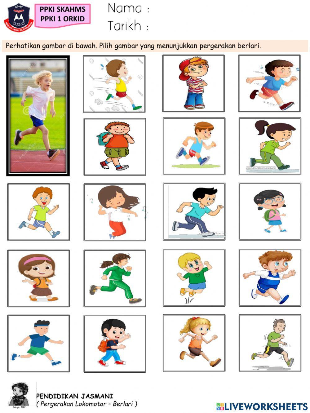 PJ: Pergerakan Lokomotor interactive worksheet | Live Worksheets