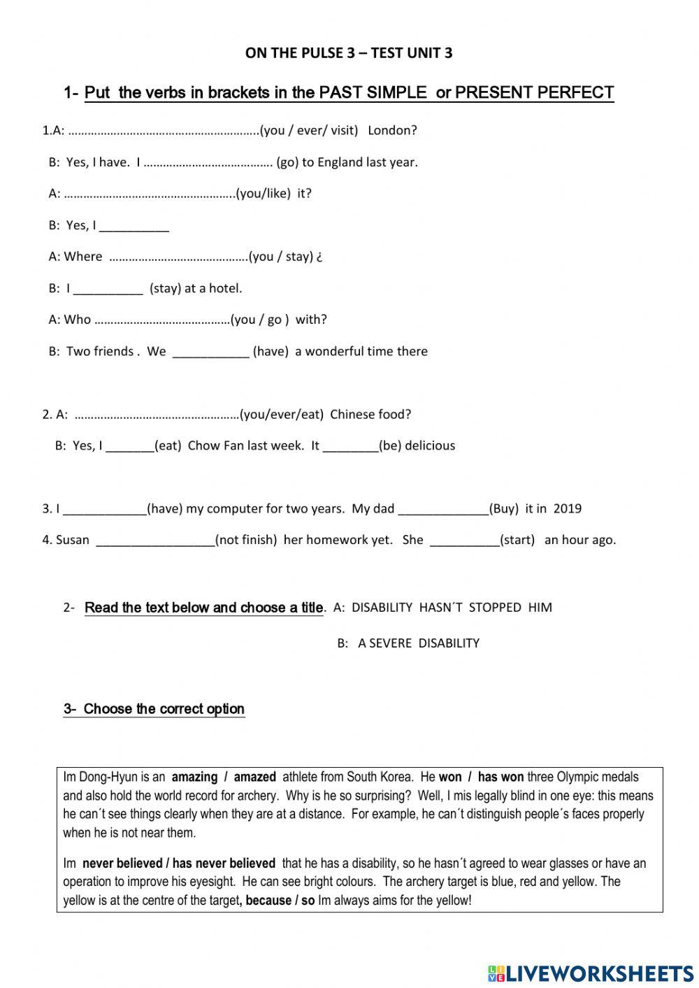 On the pulse 3 … | Free Interactive Worksheets | 1359622