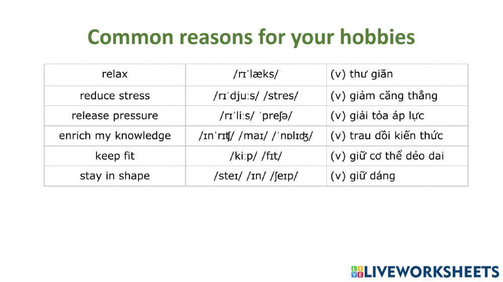 Speaking - hobbies interactive worksheet | Live Worksheets