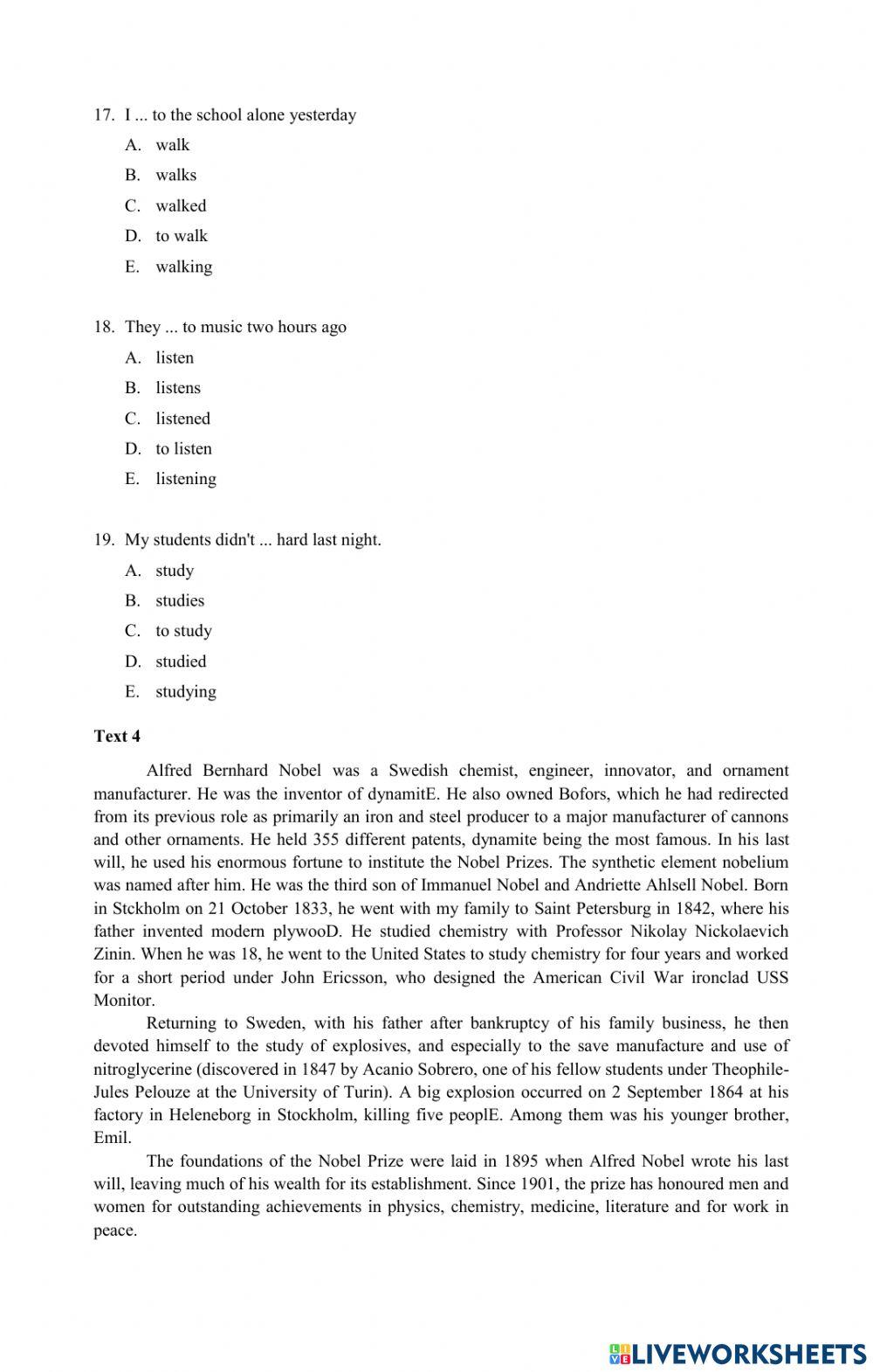 The Daily Assesment Of Recount Text (Biography) online exercise for ...