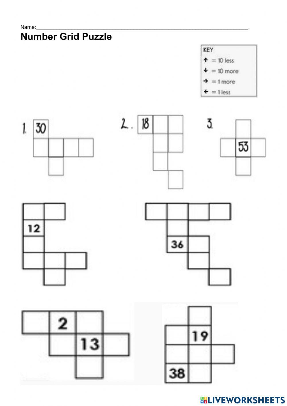 Number Grid Exercise Live Worksheets