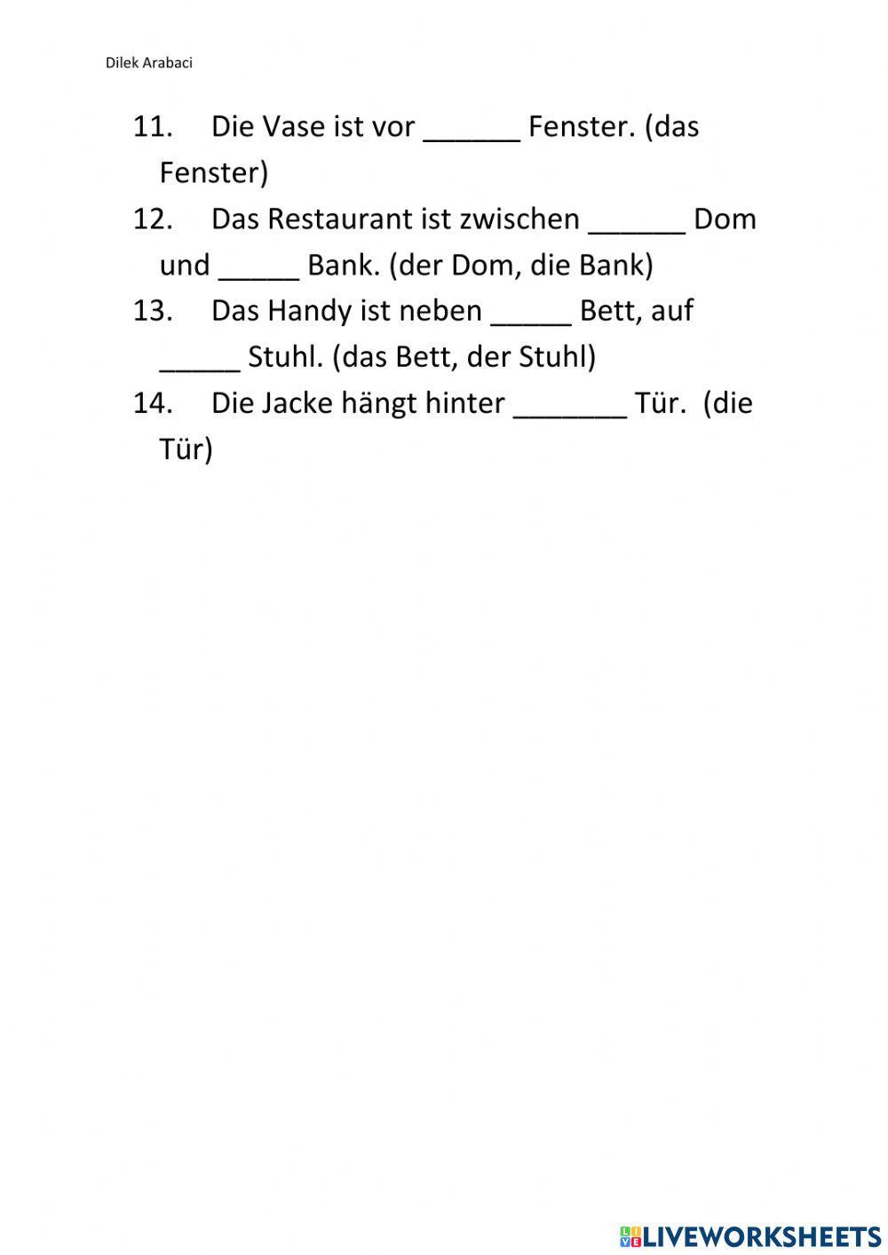 6705823 | lokale präpositionen mit dativ | dilekarabaci