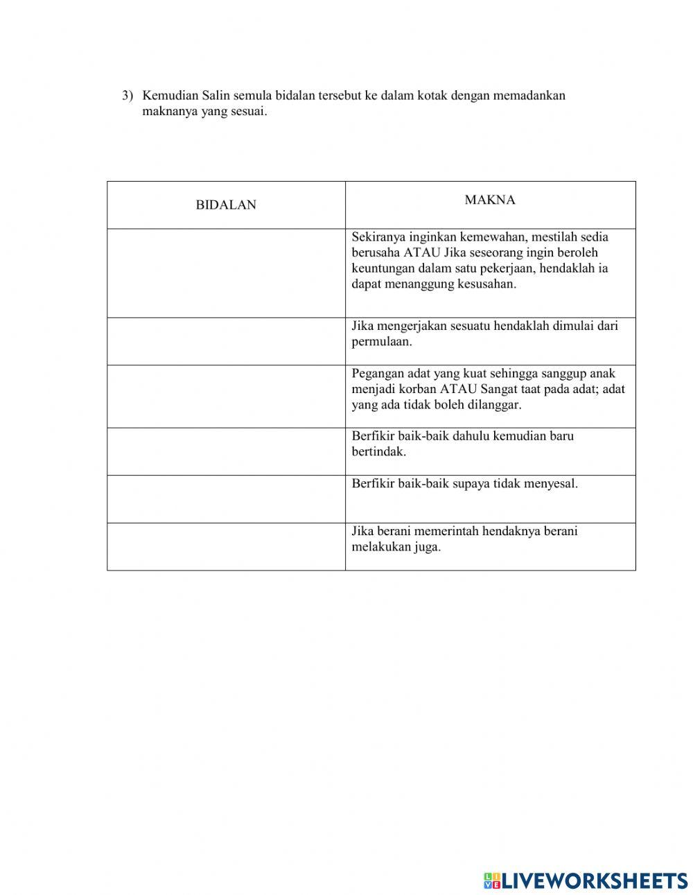 Bidalan activity | Live Worksheets