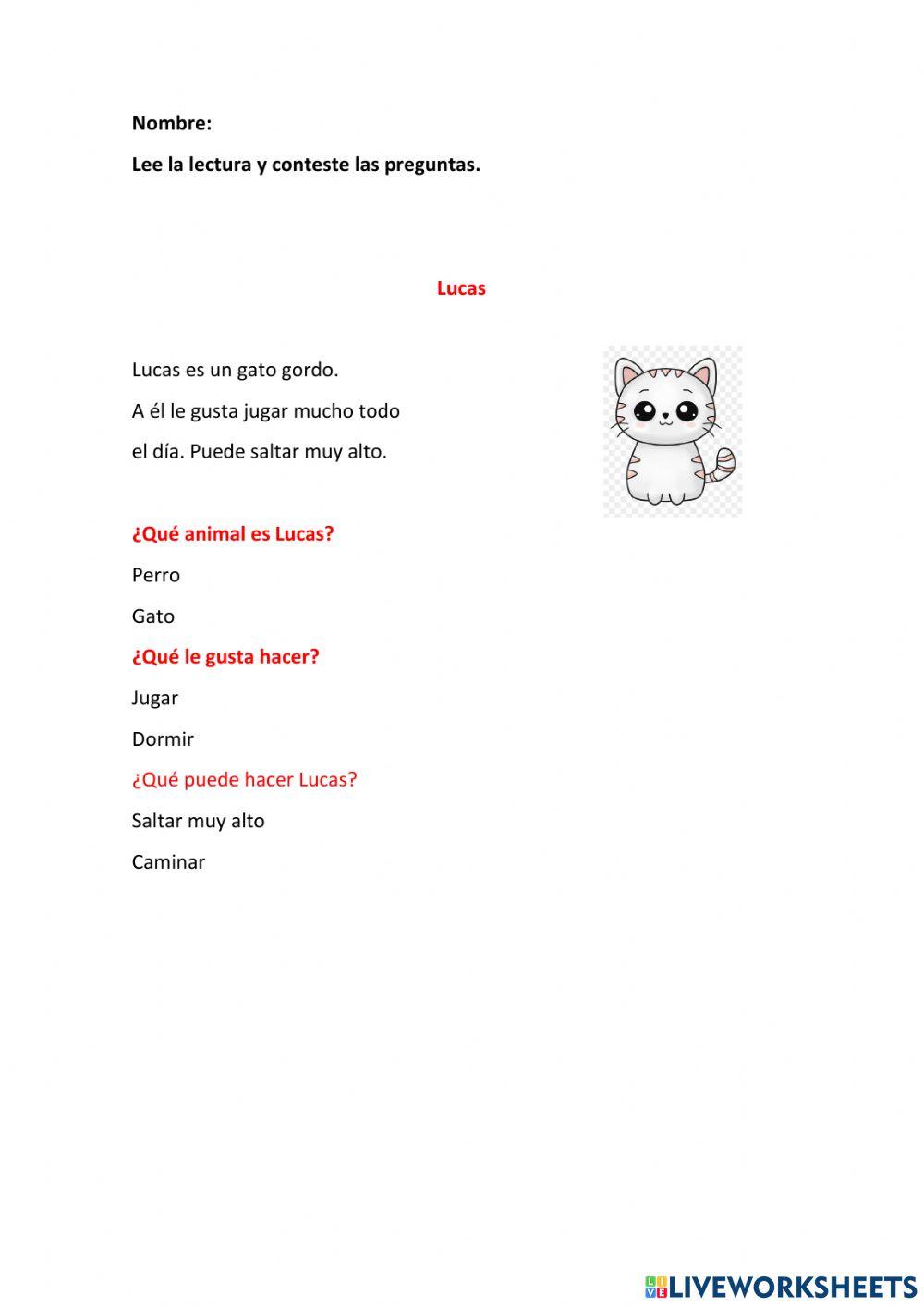 Lucas worksheet | Live Worksheets