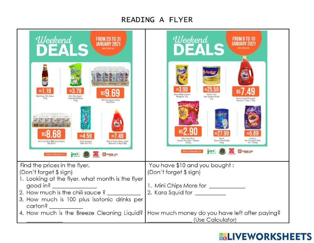 Reading A Flyer 1360988 | Mai HM | Live Worksheets