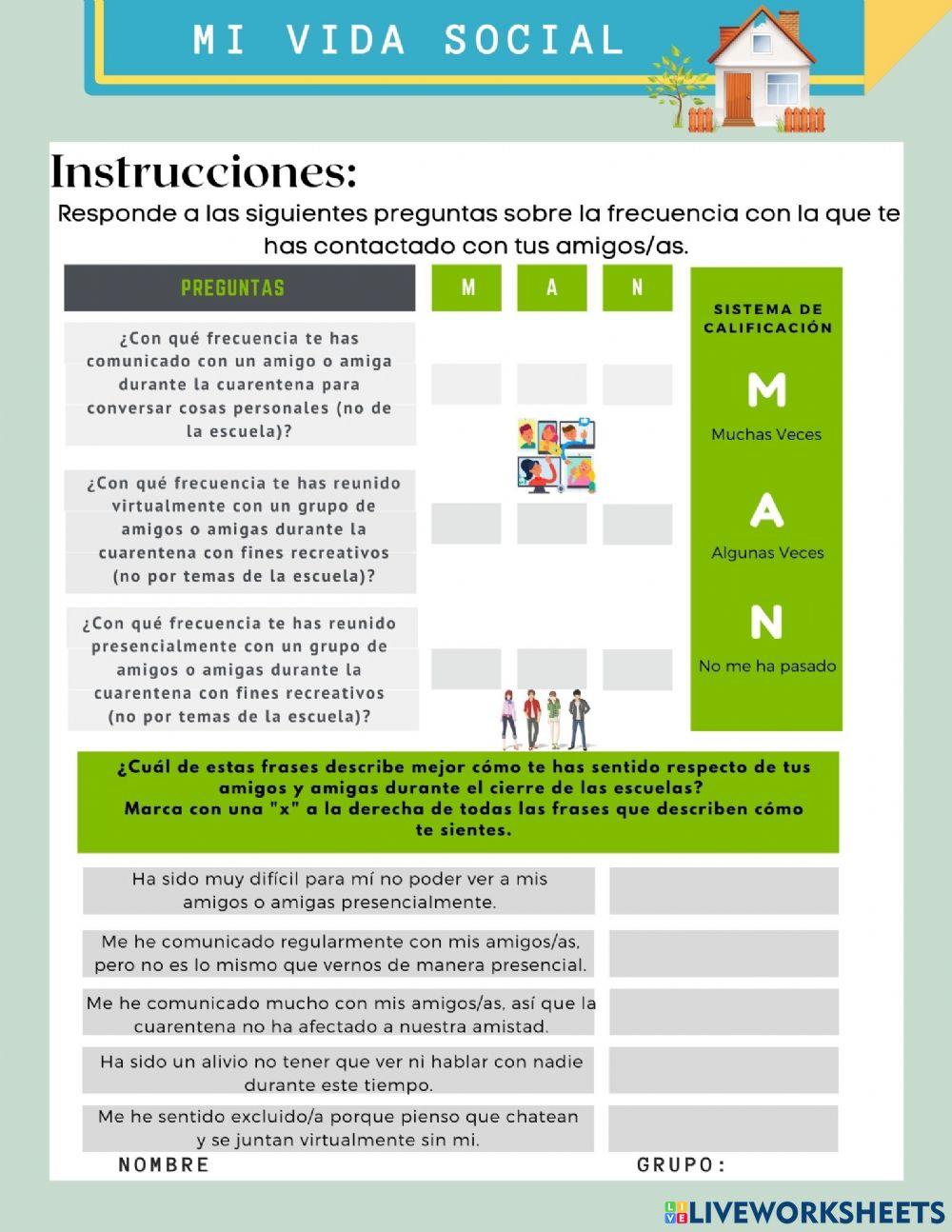 Mi vida social worksheet | Live Worksheets