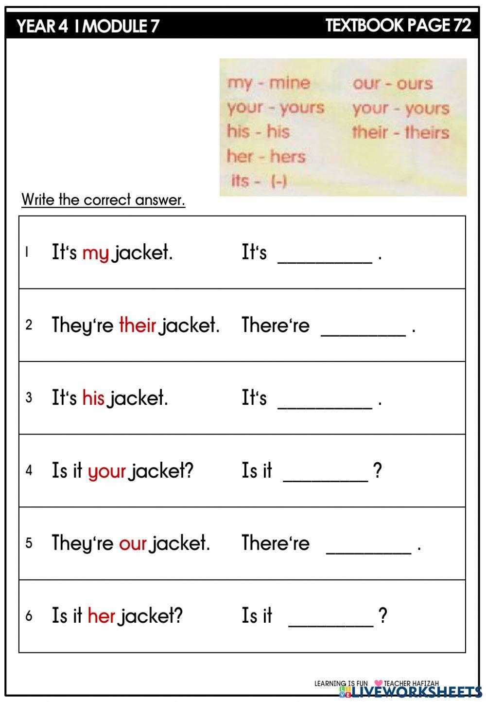 Year 4 module 7… | Free Interactive Worksheets | 1361311