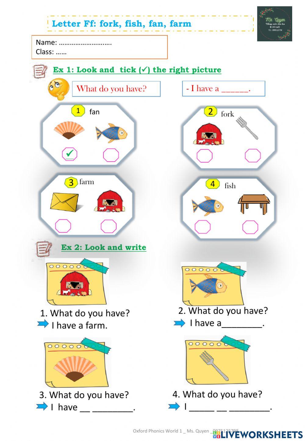 Letter Ff-OPW1 worksheet | Live Worksheets