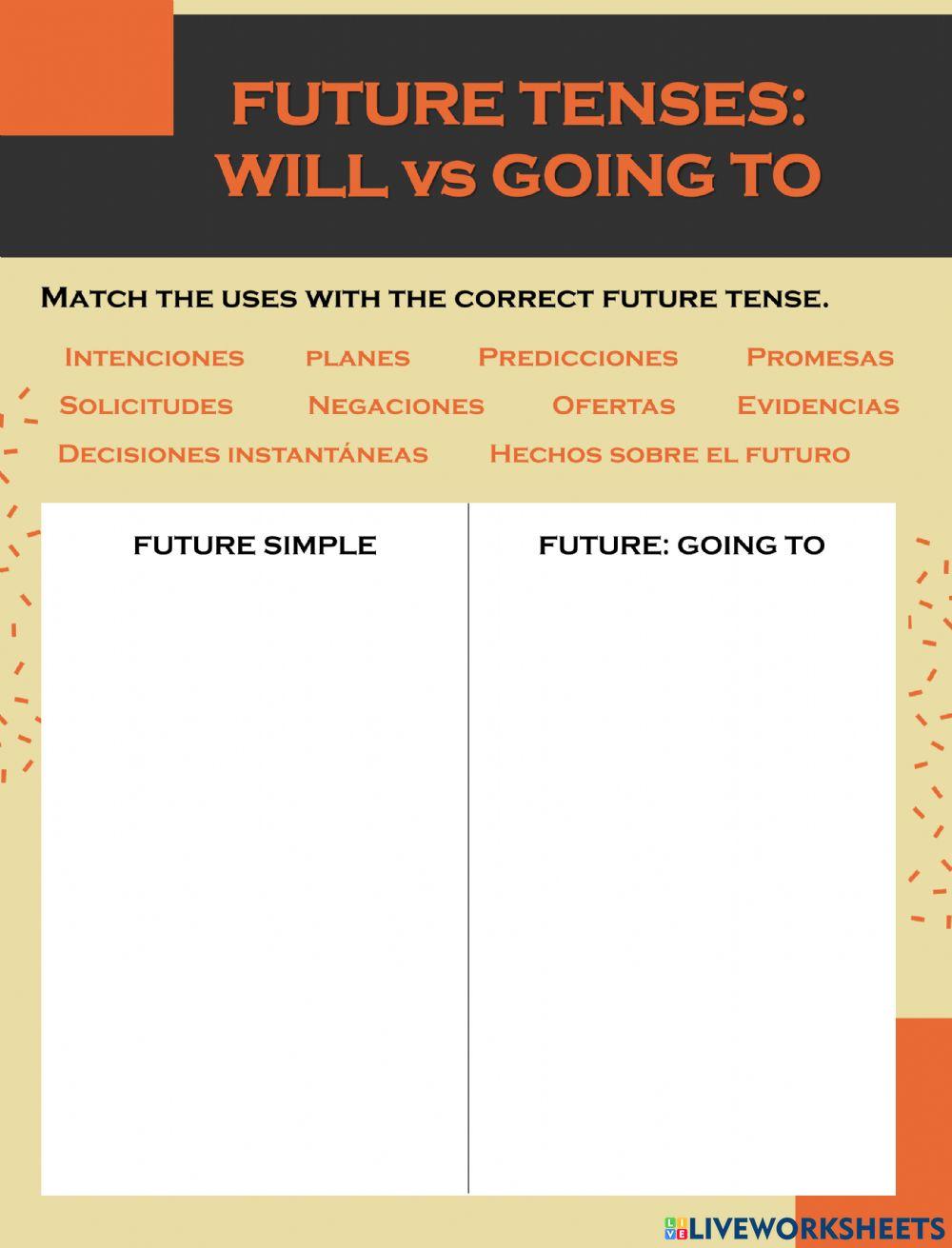 WILL vs GOING T… | Free Interactive Worksheets | 6706880