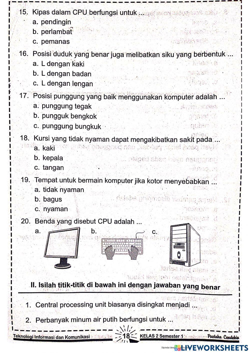 Komputer interactive exercise | Live Worksheets