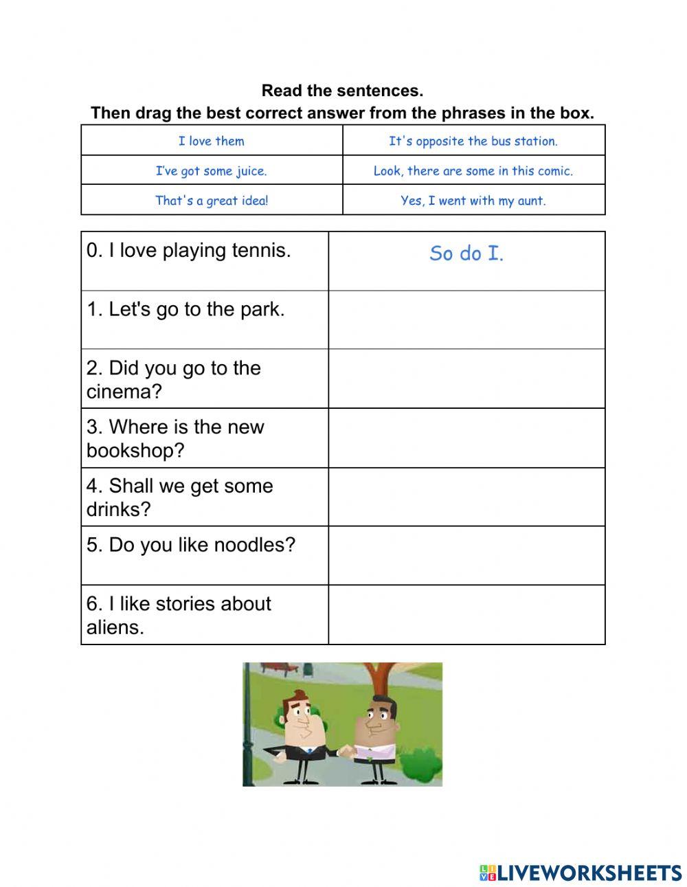 MOVERS Part 2 - Respone Practice worksheet | Live Worksheets