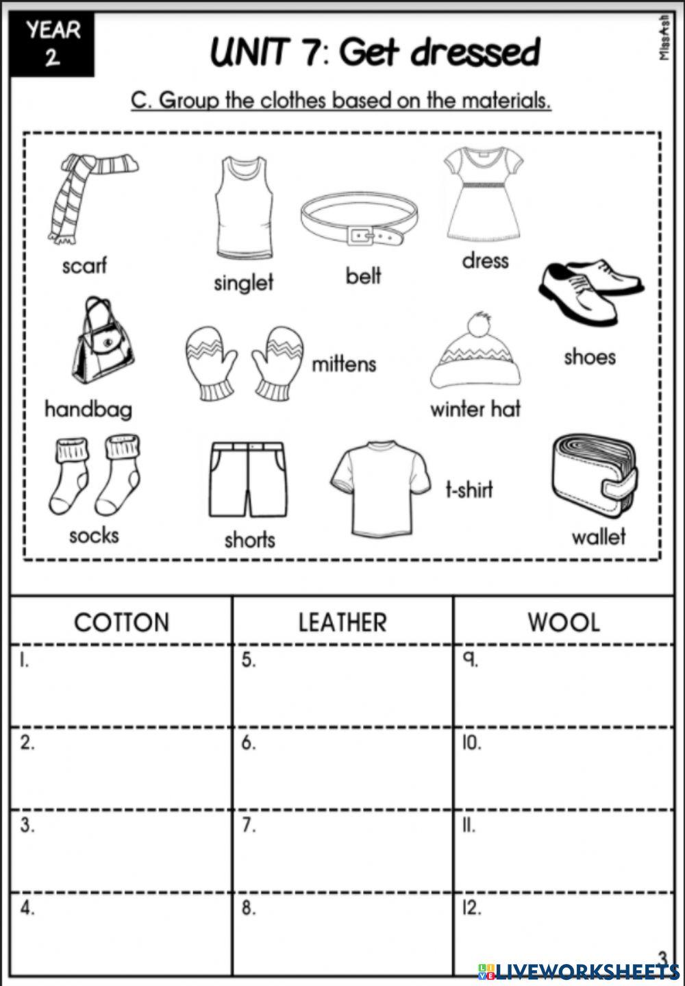 3858720 | Unit 7 materials | AziahNorli | LiveWorksheets