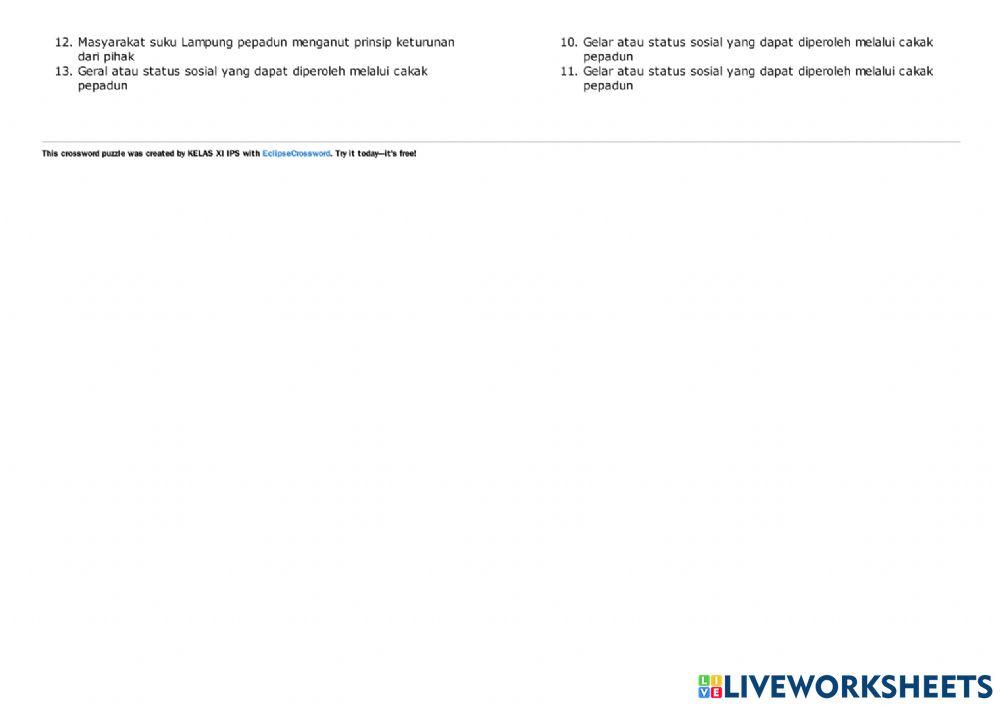 Mulok 11 worksheet | Live Worksheets