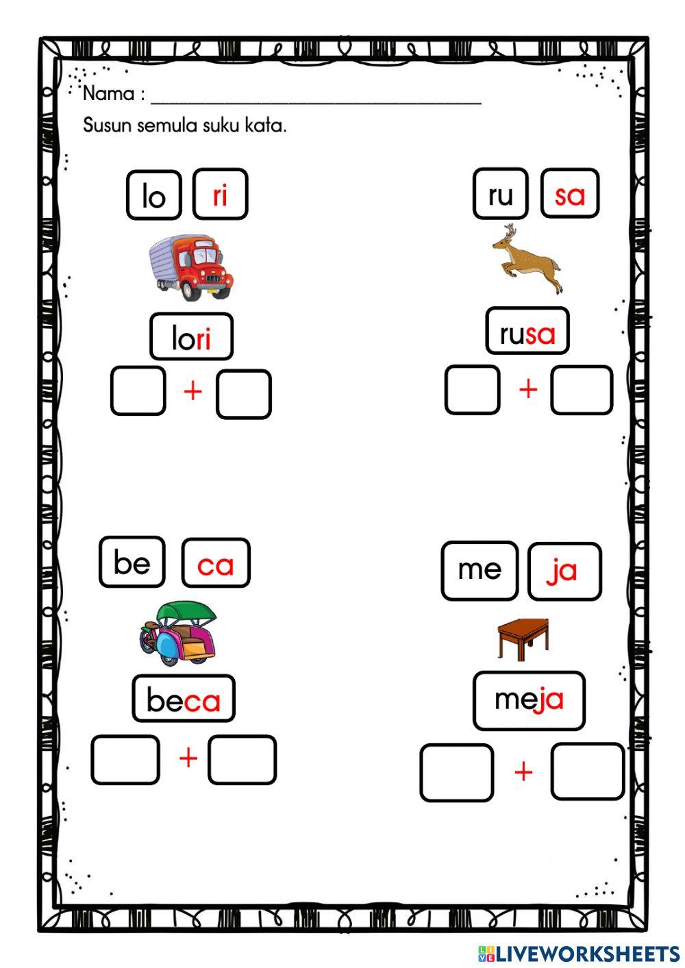 Kemahiran Membaca online pdf worksheet for 2 | Live Worksheets