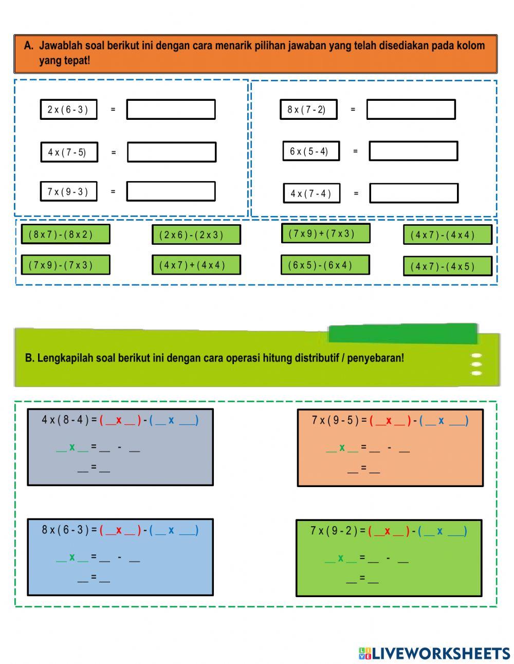 MATEMATIKA Distributif interactive worksheet | Live Worksheets