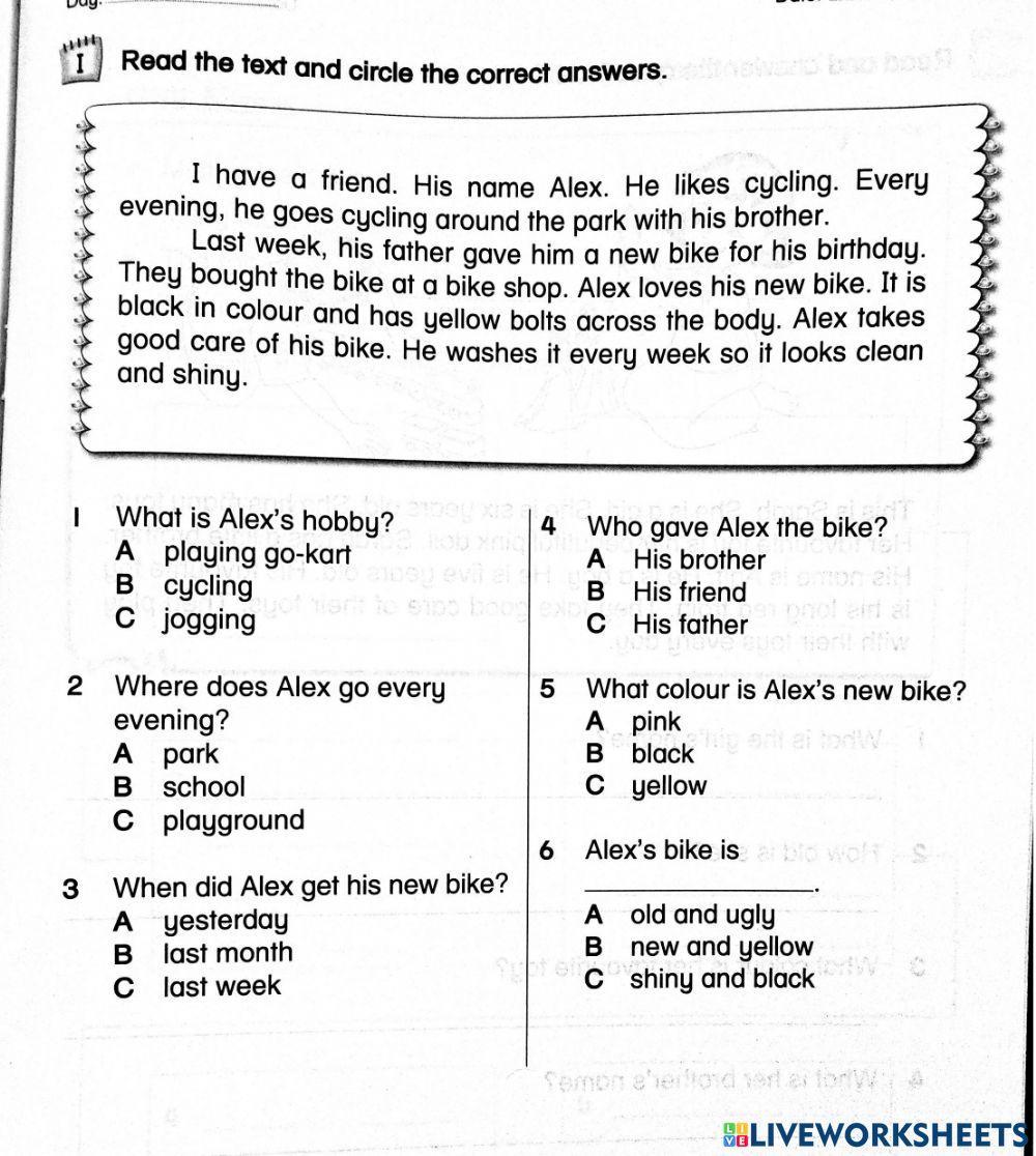 English Year 1 reading worksheet | Live Worksheets