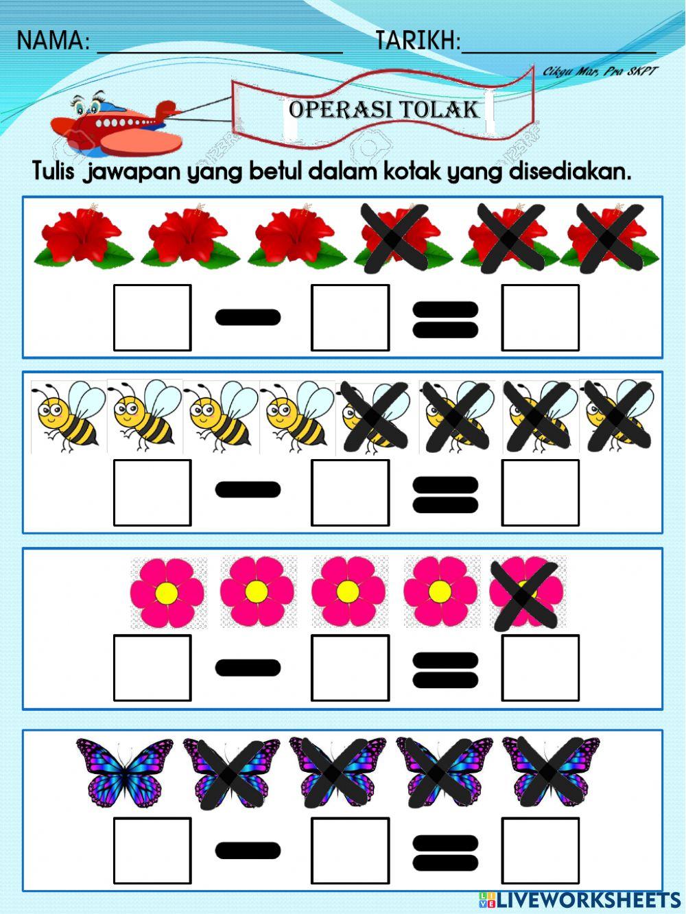 Operasi Tolak 1363626 | cikgu_mar97 | Live Worksheets