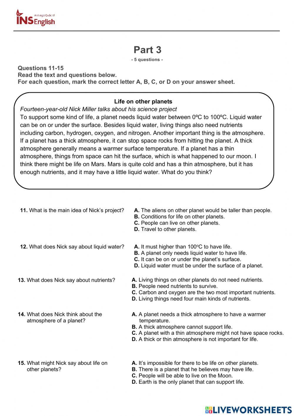 FTTeeens3 - Final - R-W online exercise for | Live Worksheets