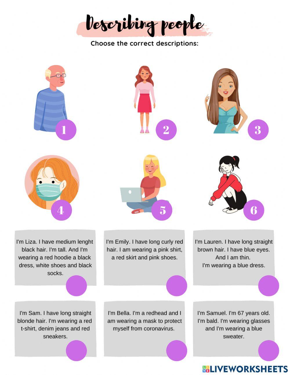 Describing peop… | Free Interactive Worksheets | 1363815