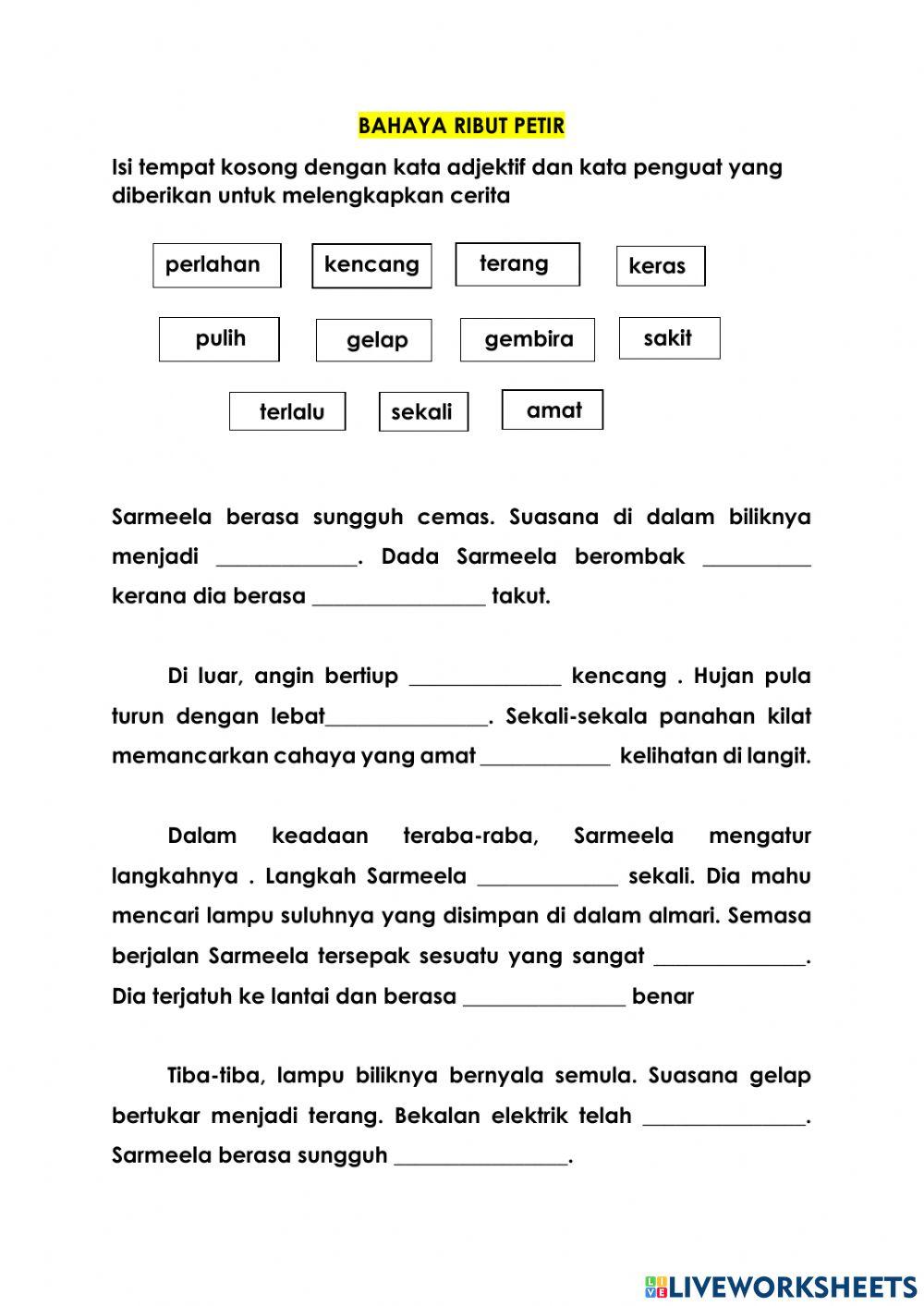 Bahasa Melayu Tahun 6 Kata Adjektif dan Kata Penguat
