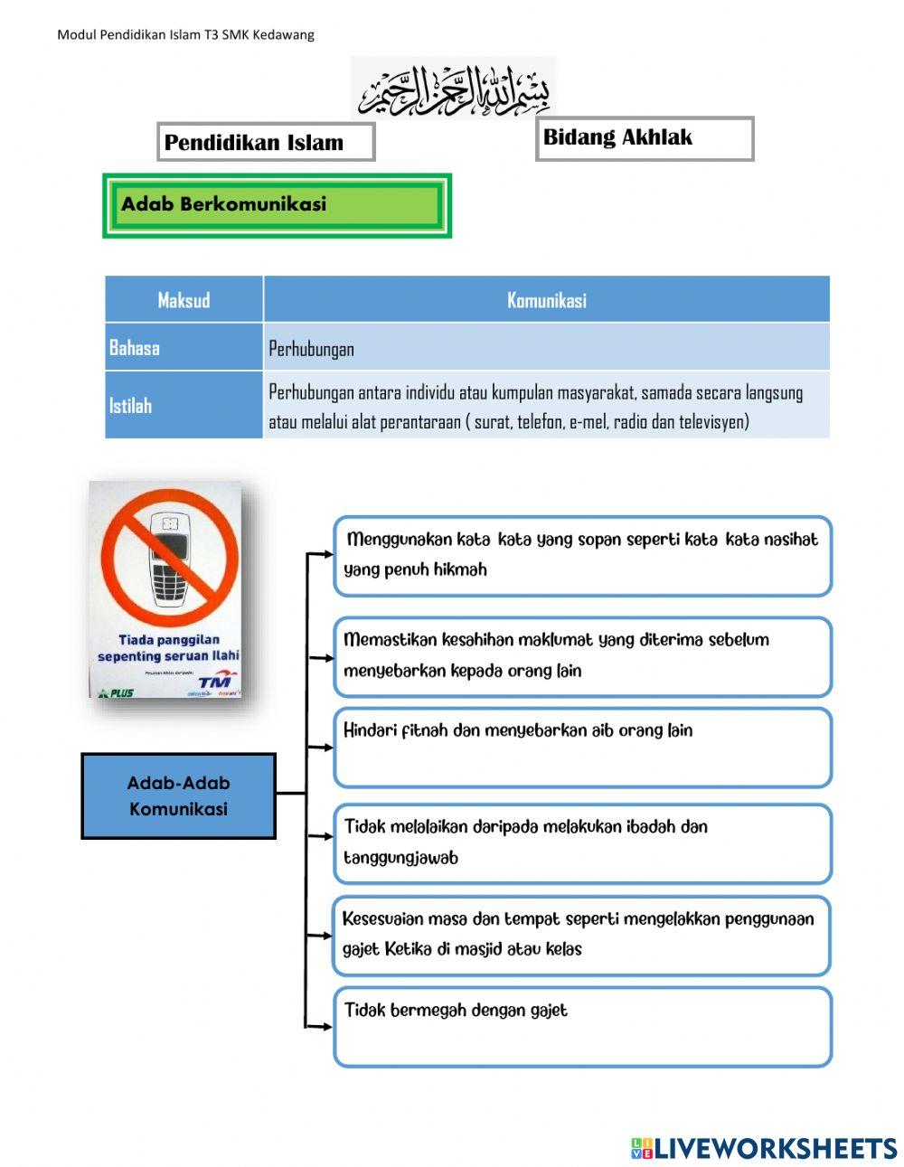 Adab Berkomunikasi | Live Worksheets