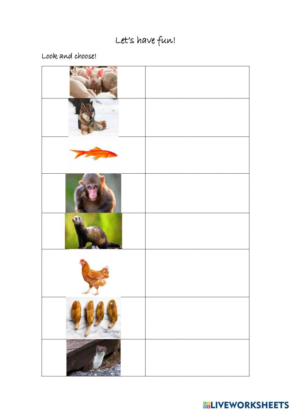 Animals online exercise for elementary | Live Worksheets