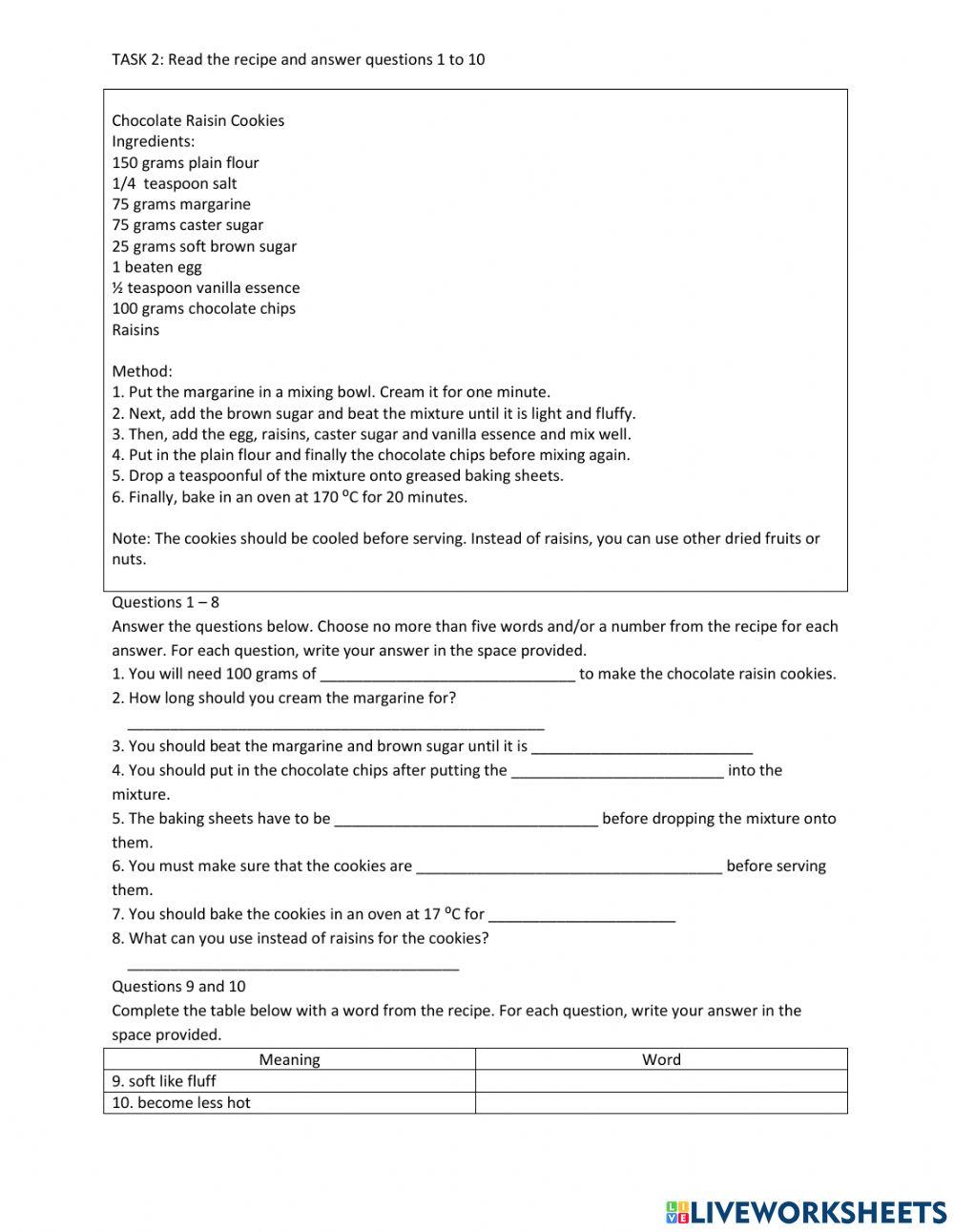 Task 2 interactive activity | Live Worksheets