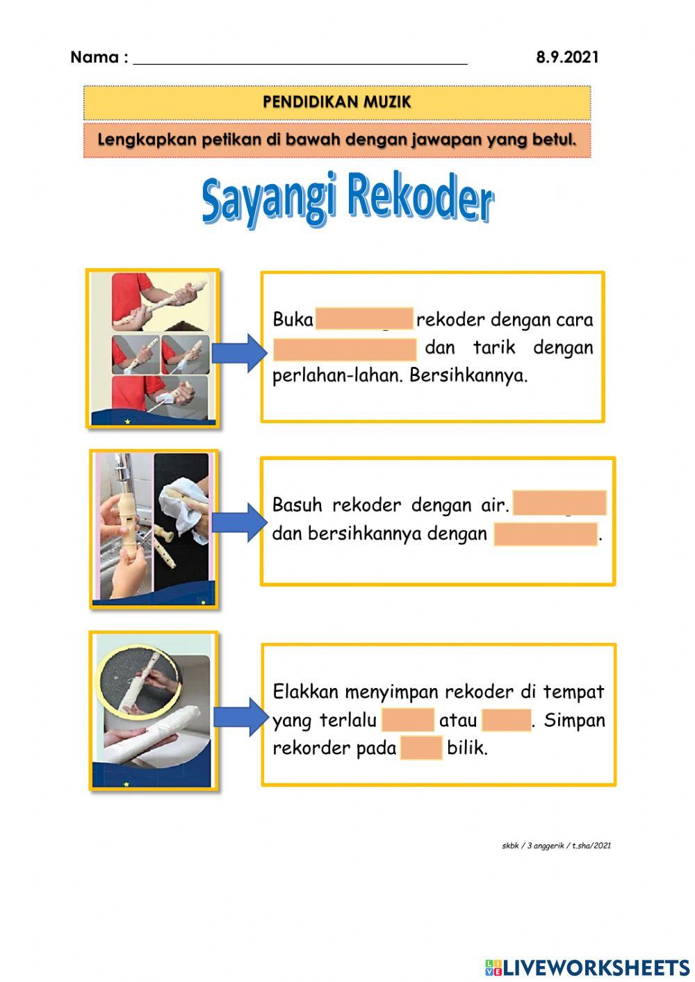 Sayangi Rekoder online activity | Live Worksheets