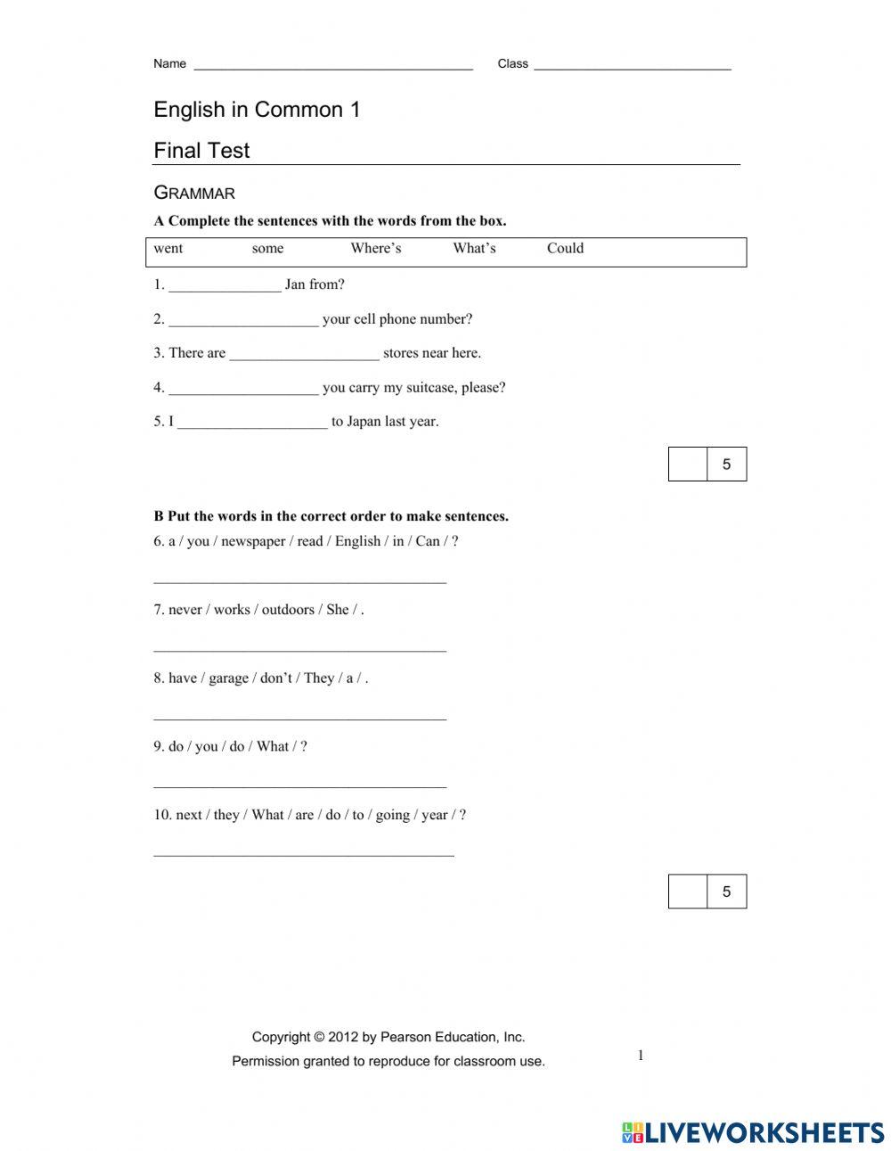 ENGLISH IN COMM… | Free Interactive Worksheets | 6706955