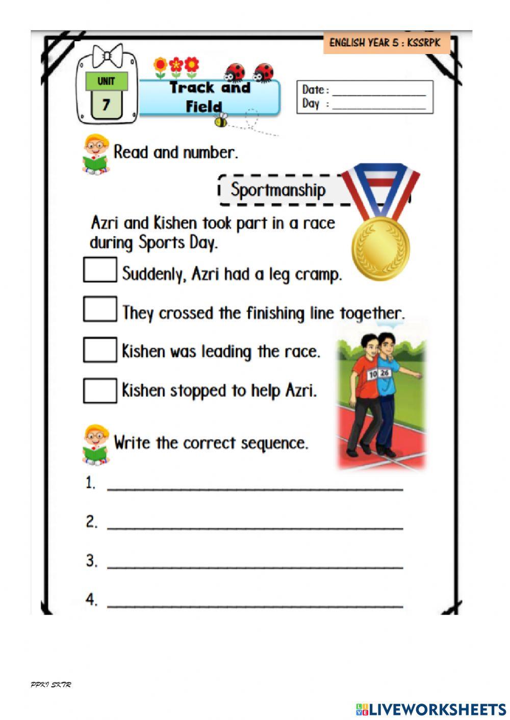 Sportmanship (Track & Field) worksheet | Live Worksheets