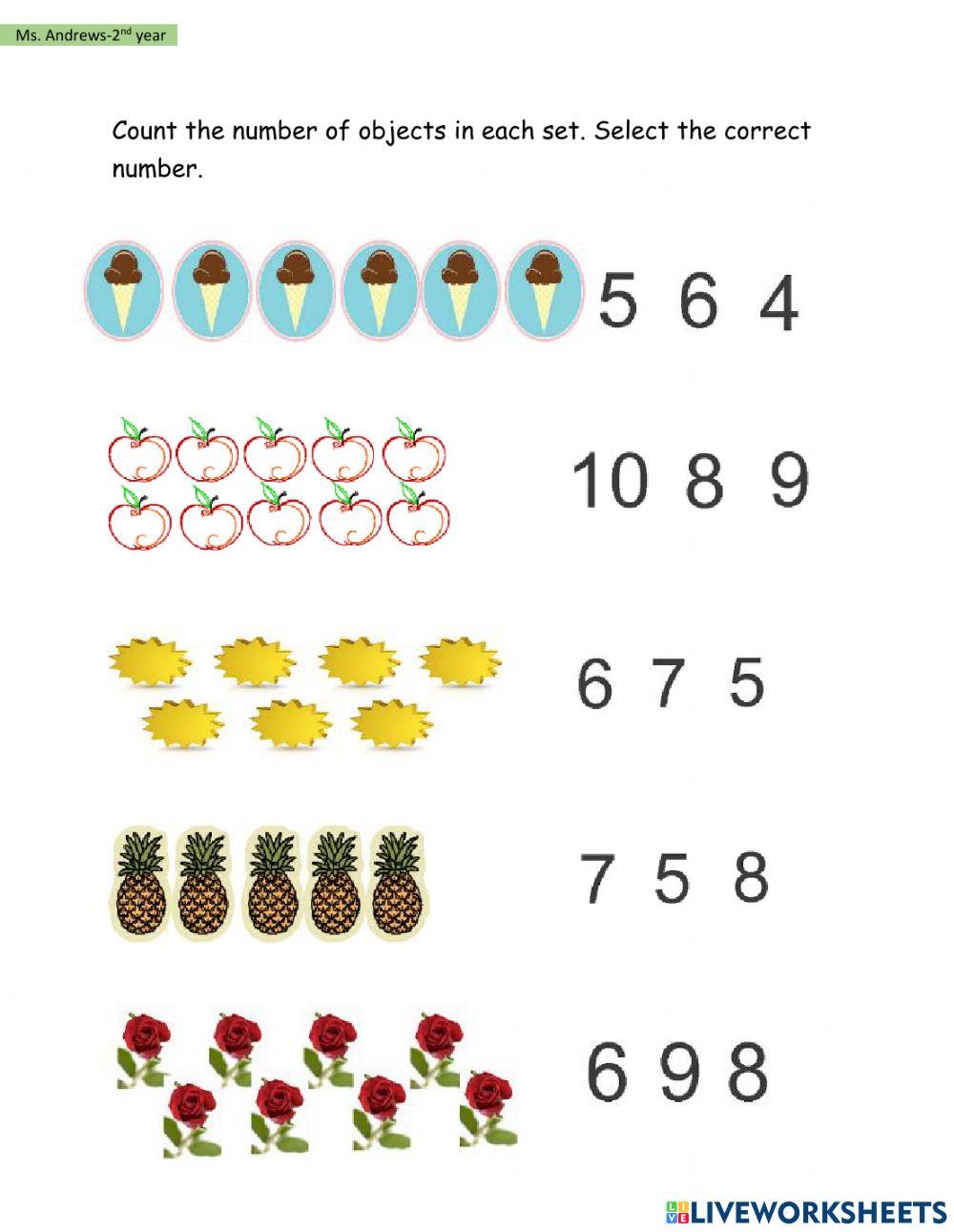 Mathematics Revision-Numbers 1-10 exercise | Live Worksheets