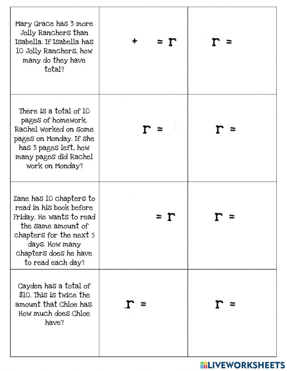One Step Equations Word Problems 3864632 Shahdtariq