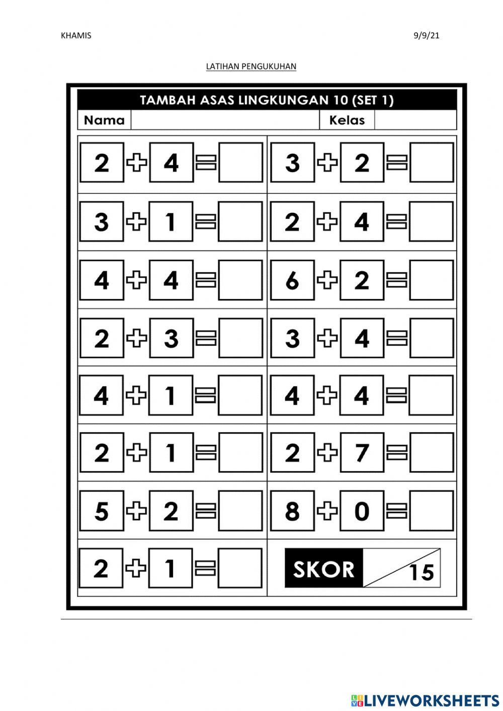 JOM KIRA OPERASI TAMBAH worksheet | Live Worksheets