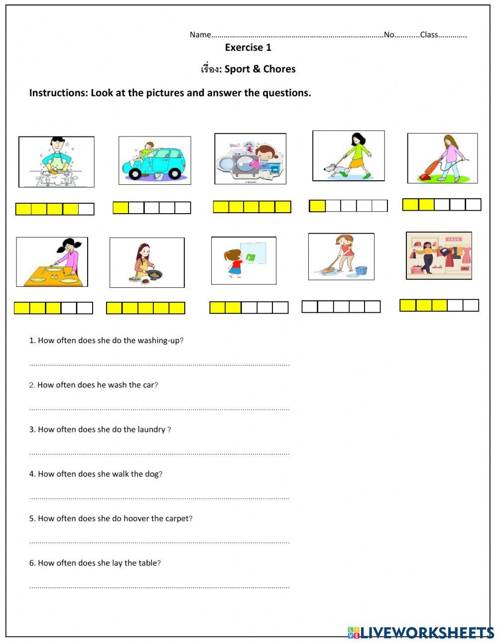 Exercise1 Sport - Chores worksheet | Live Worksheets