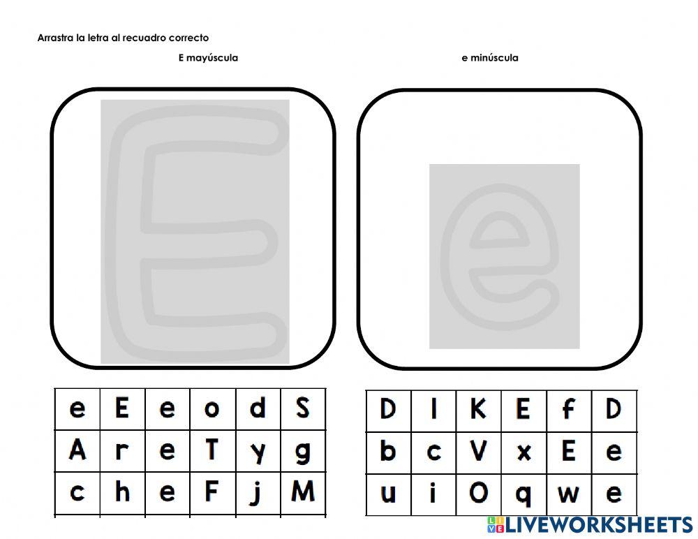 Sort letra e worksheet | Live Worksheets