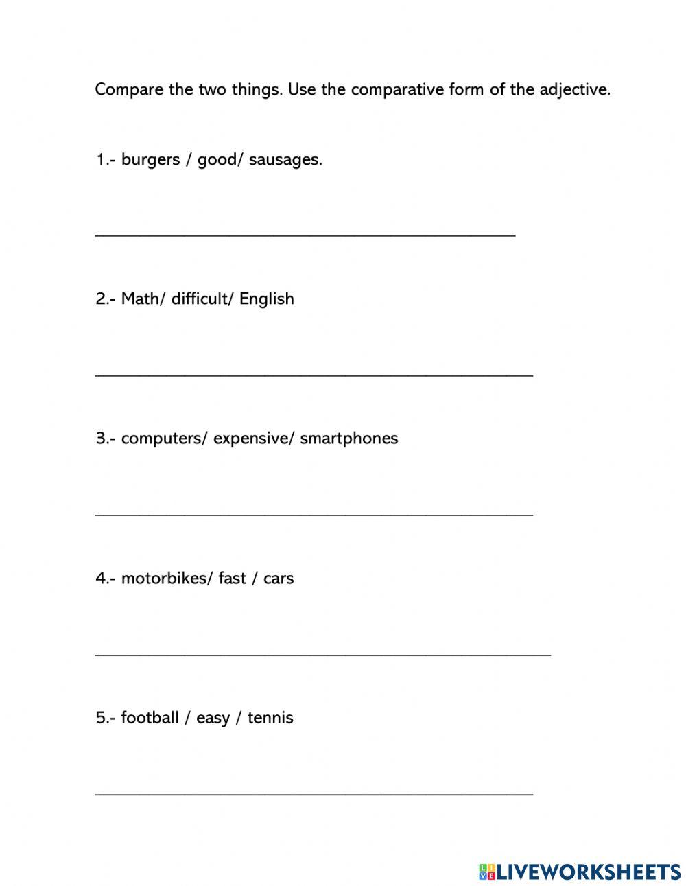 Comparatives 1367338 | Gnina | Live Worksheets