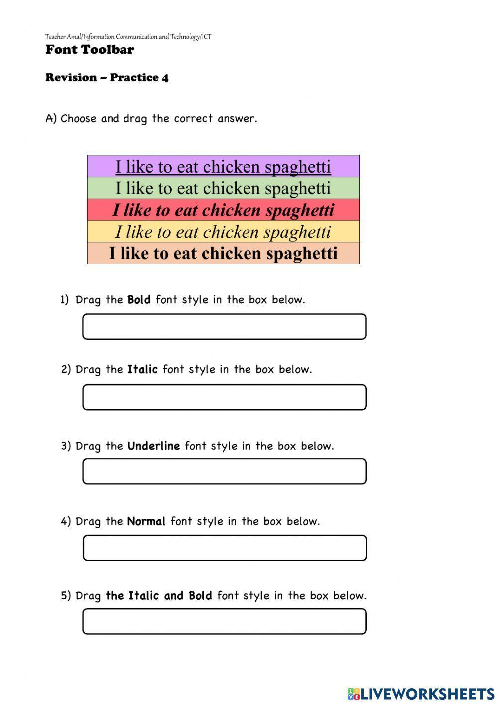 Font Style | Free Interactive Worksheets | 1367724