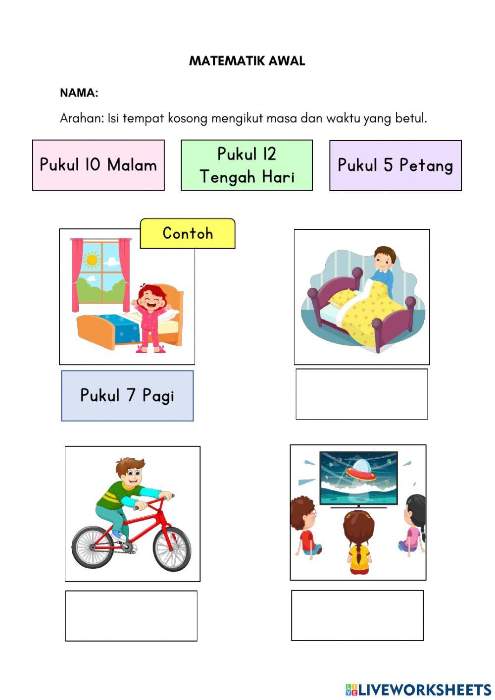 Lembaran Kerja M10: Matematik Awal worksheet | Live Worksheets