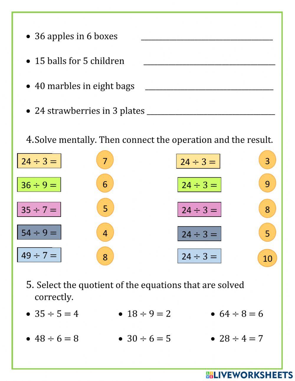 Exact Division | Free Interactive Worksheets | 6707754