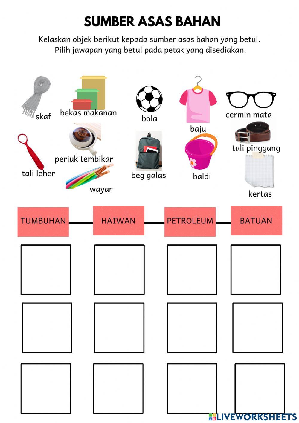 SUMBER ASAS BAHAN 2 online exercise for | Live Worksheets